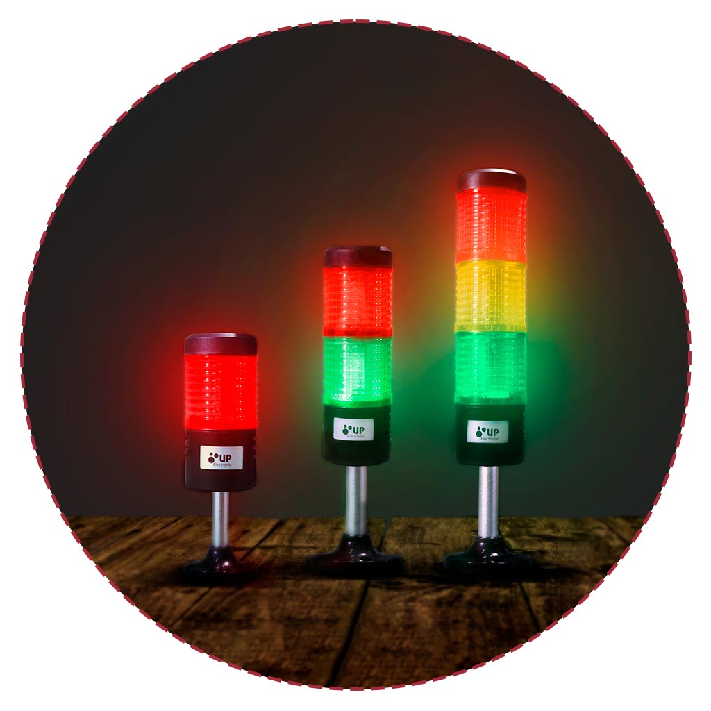 Torre Luminosa ECO LED 3 Cores Vermelho/Verde/Amarelo 25CM 24V c/Buzzer ...